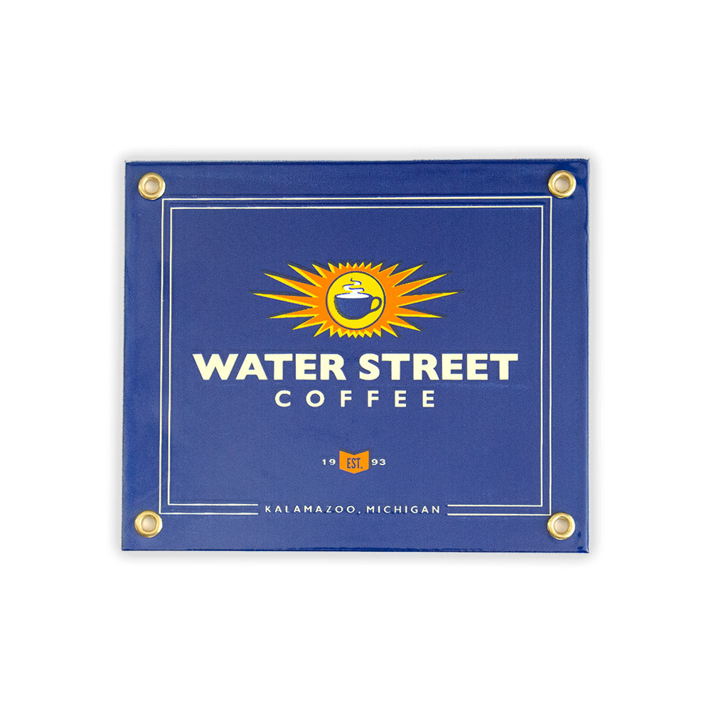 Fancy Porcelain Enameled Steel Sign | Water Street Coffee